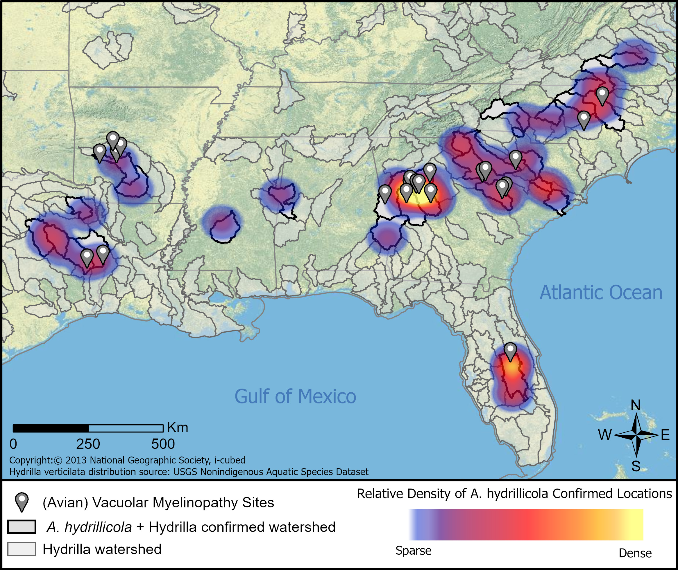 Hydrilla and AVM-affected watersheds in the U.S. southeast | Warnell ...